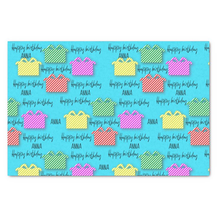 Personalized Happy Birthday Typography Presents Tissue Paper | Zazzle