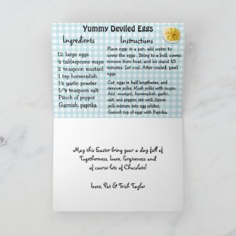 Personalized Happy Easter and Deviled Eggs Recipe Card | Zazzle