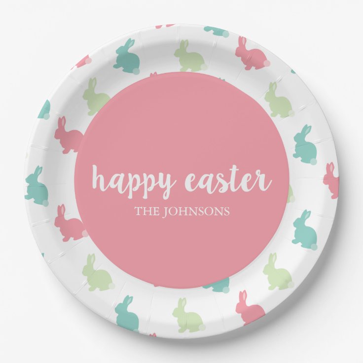 Personalized Happy Easter Bunny Paper Plates | Zazzle