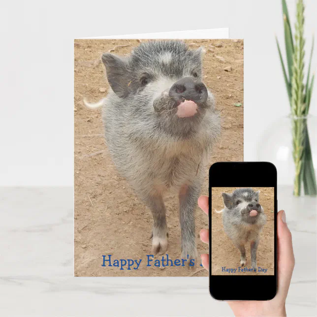 Personalized Happy Father's Day, Mini Pig Card | Zazzle