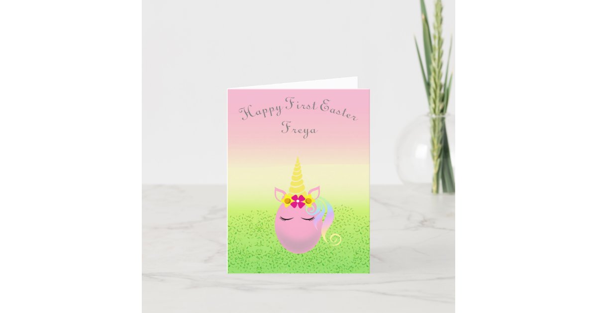 Personalized Happy First Easter Baby Girl Card | Zazzle