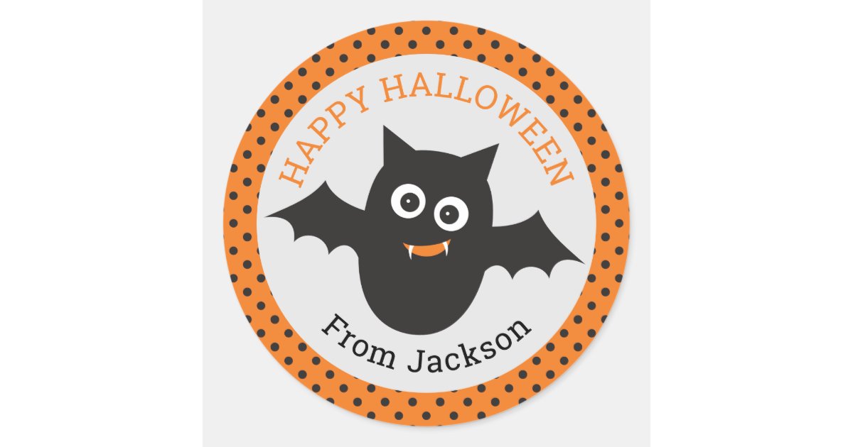Personalized Happy Halloween Bat Sticker | Zazzle