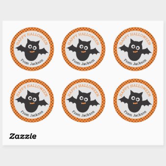 Personalized Happy Halloween Bat Sticker | Zazzle
