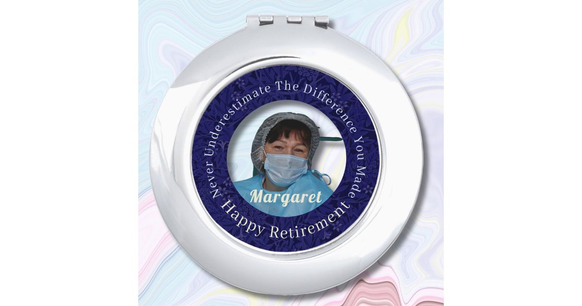 Personalized Happy Nurse Retirement Gifts Blue Compact Mirror | Zazzle