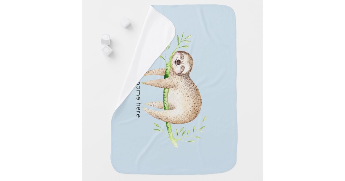 Personalized Happy Sloth Baby Blanket | Zazzle