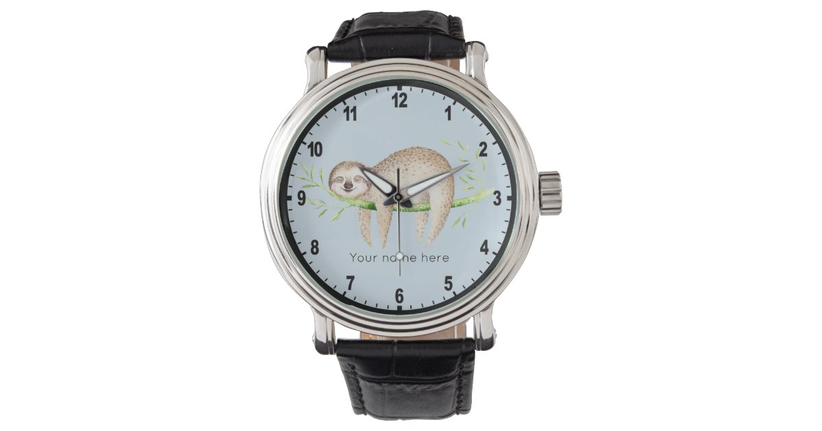 Personalized Happy Sloth Watch | Zazzle