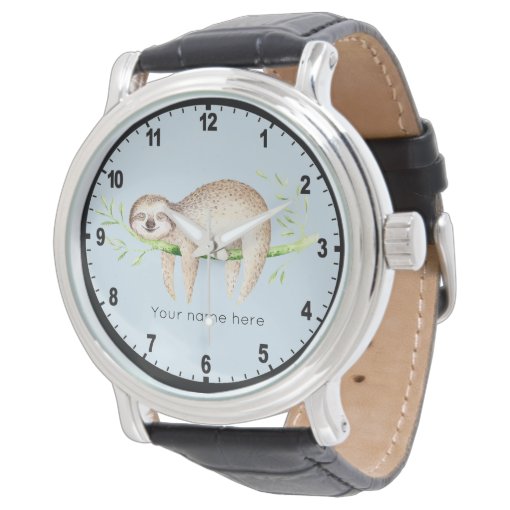 Personalized Happy Sloth Watch | Zazzle