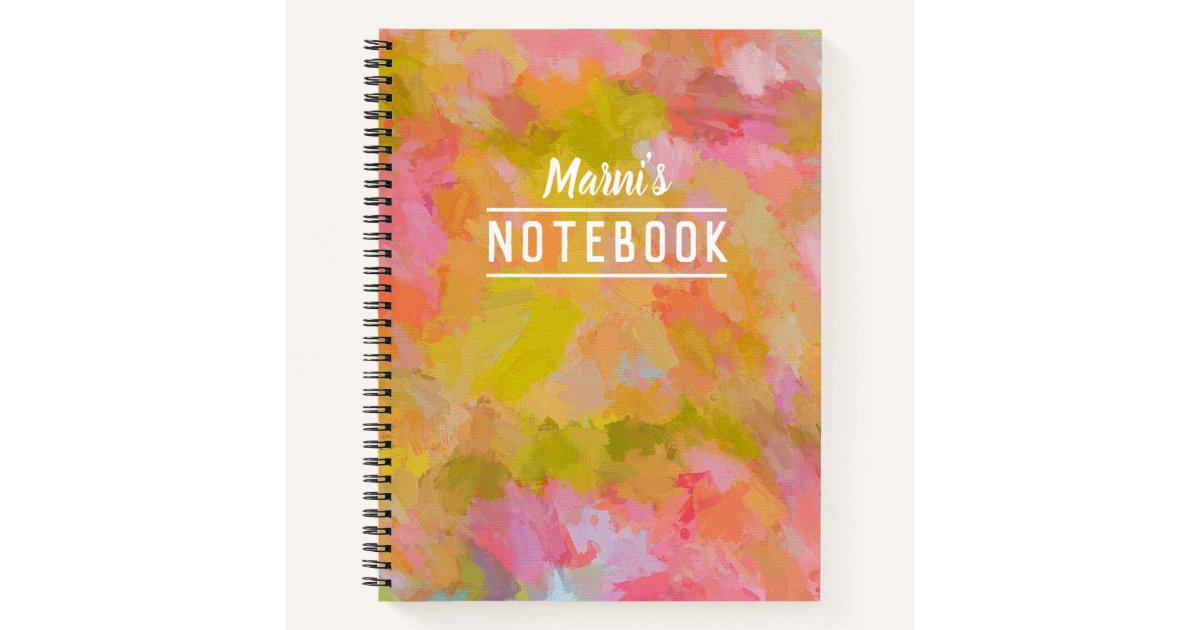 Personalized Happy Spring Colors Abstract Art Notebook | Zazzle