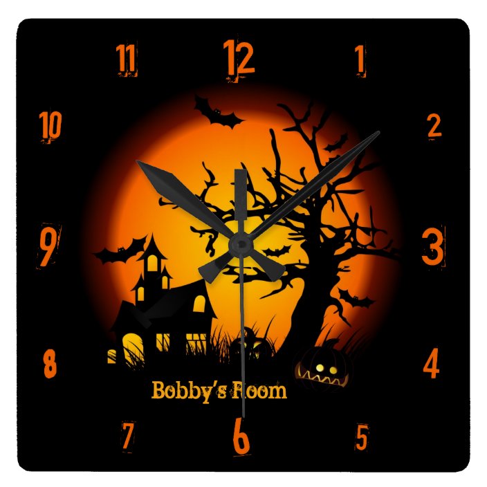 Personalized Haunted House Halloween Wall Clock | Zazzle.com
