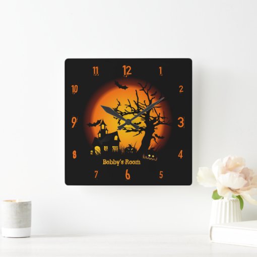 Personalized Haunted House Halloween Wall Clock | Zazzle