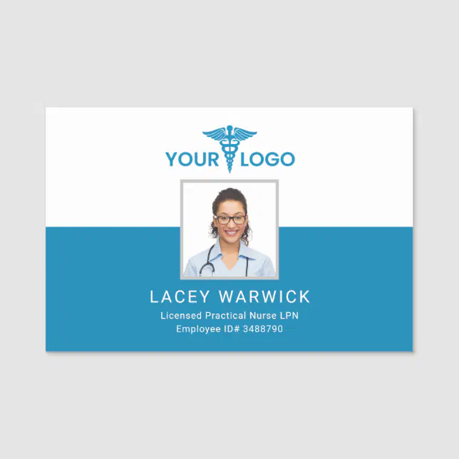 Personalized Health Care Logo Nurse Photo ID Name Tag | Zazzle
