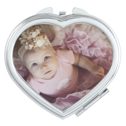 Personalized Heart Compact Mirror with Picture | Zazzle