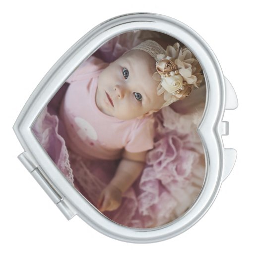 Personalized Heart Compact Mirror with Picture | Zazzle