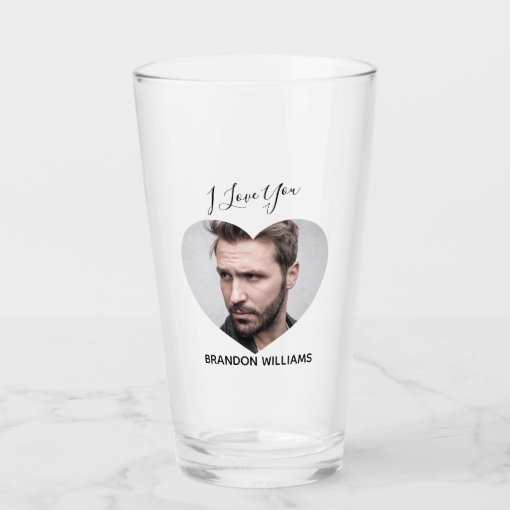 Personalized Heart Photo I Love You Glass | Zazzle