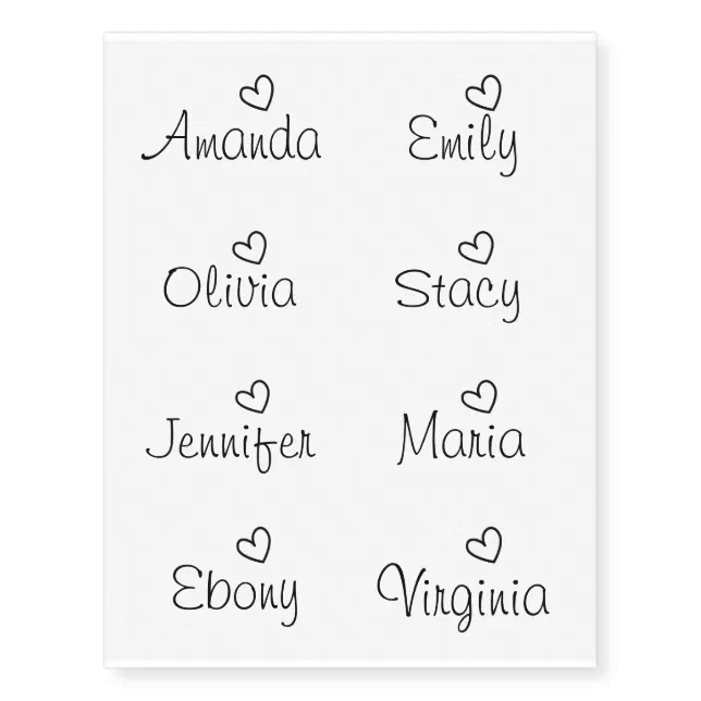 Personalized Heart Script Name Temporary Tattoos | Zazzle