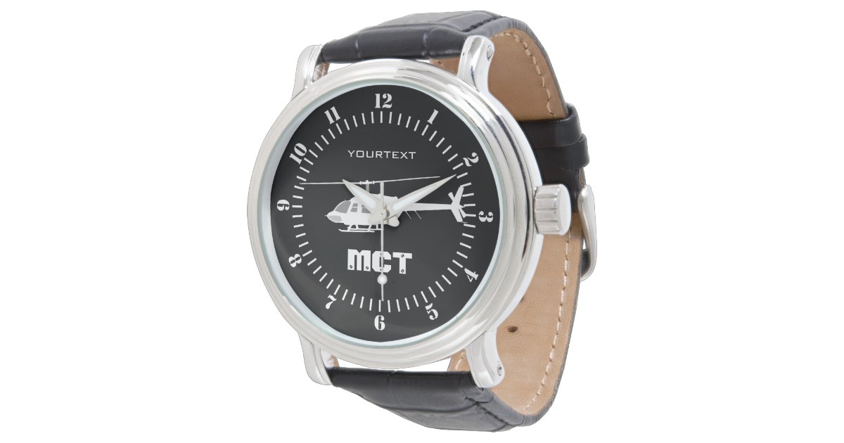 Personalized Helicopter Chopper Silhouette Flying Watch | Zazzle