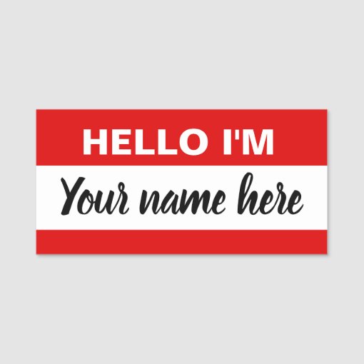 Personalized Hello my name is (red) Name Tag | Zazzle