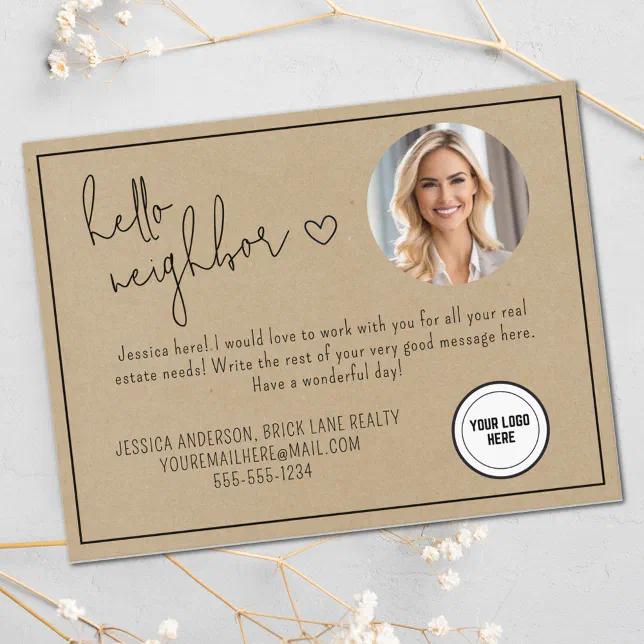 Personalized Hello Neighbor Real Estate Postcard | Zazzle