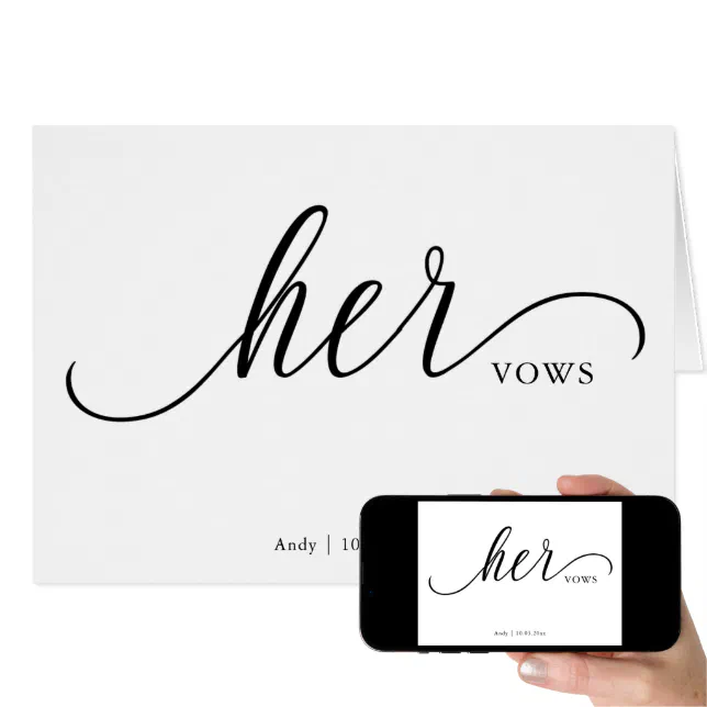 Personalized Her Vows Script Font Wedding Day Card | Zazzle