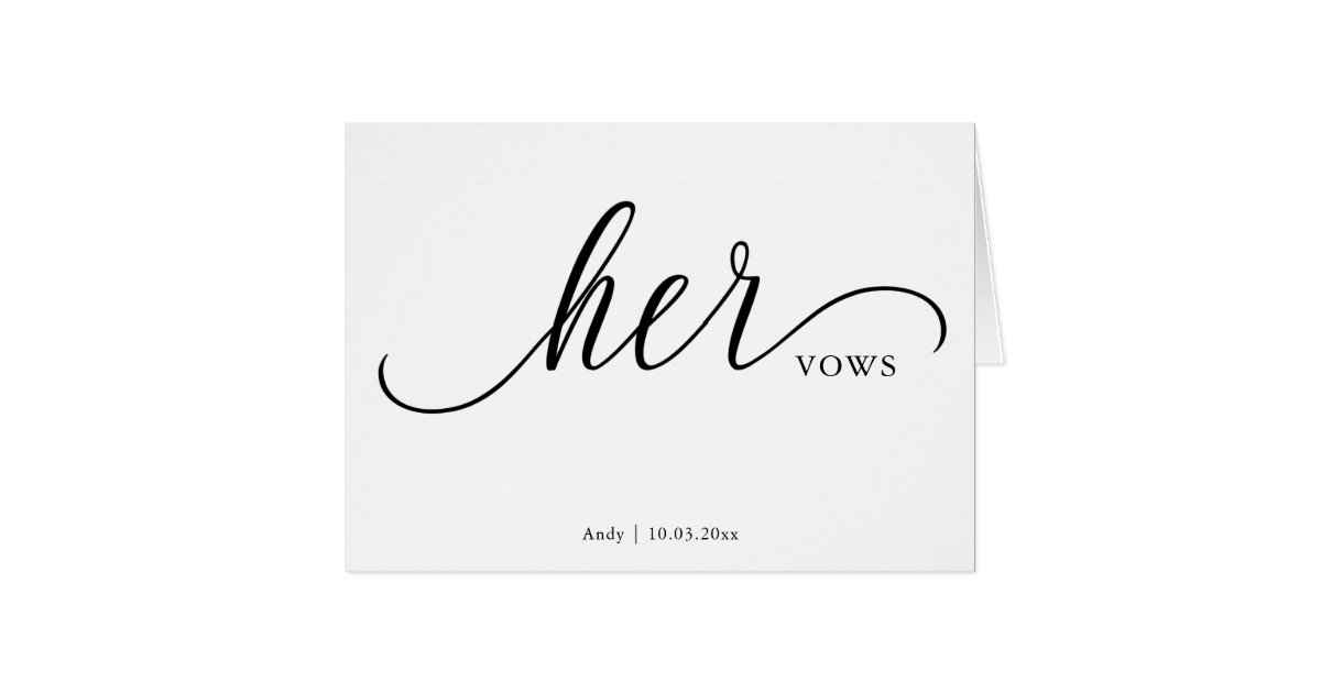 Personalized Her Vows Script Font Wedding Day Card | Zazzle