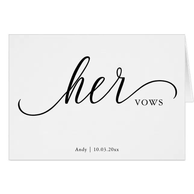 Personalized Her Vows Script Font Wedding Day Card | Zazzle