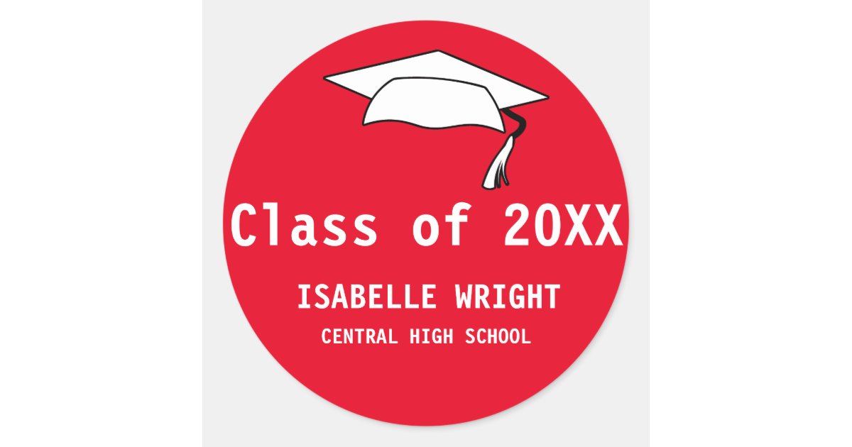 Personalized High School Graduation Sticker Red | Zazzle