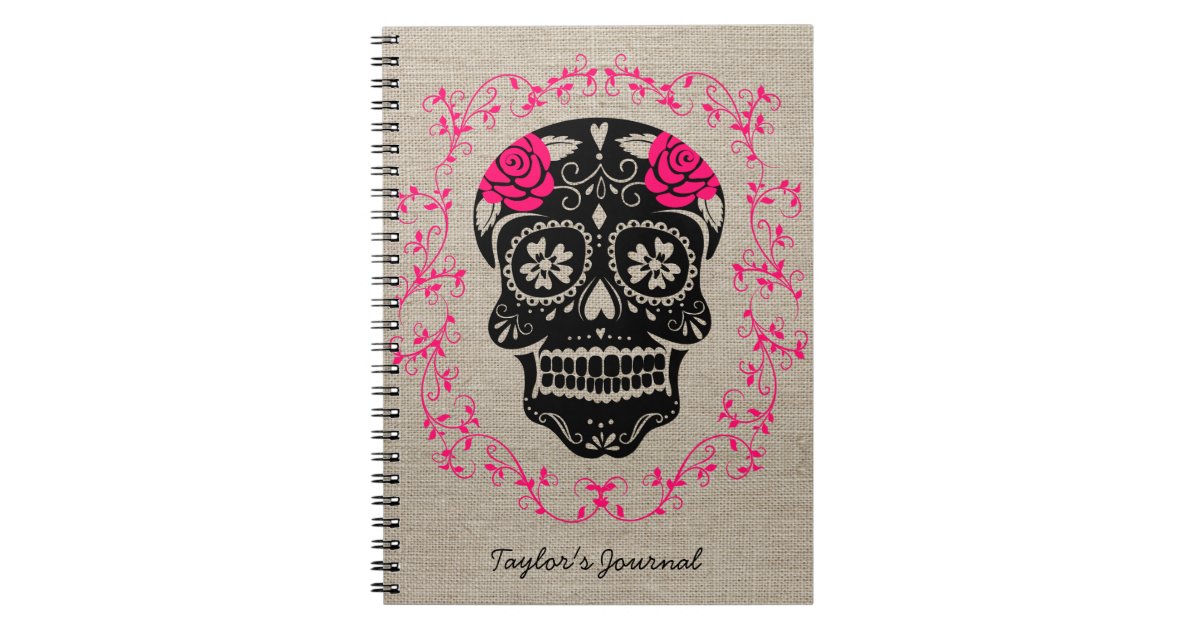 Personalized Hipster Sugar Skull Notebook | Zazzle