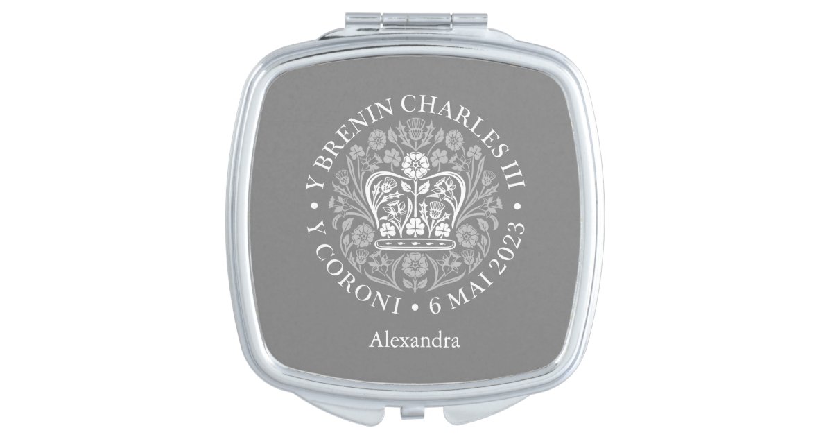 Personalized HM King Charles Welsh Coronation Logo Compact Mirror | Zazzle