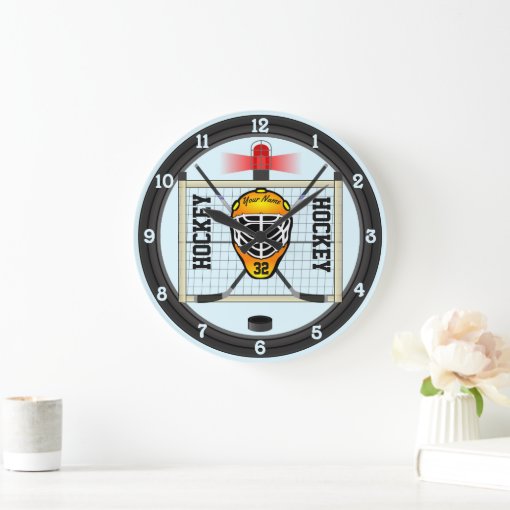 Personalized Hockey Large Clock | Zazzle
