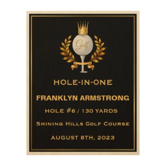 Personalized Hole-In-One Wooden Golf Plaque Wood Wall Art | Zazzle