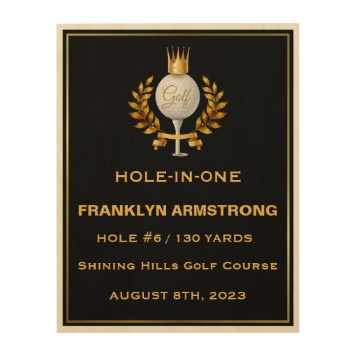 Personalized Hole-In-One Wooden Golf Plaque Wood Wall Art | Zazzle
