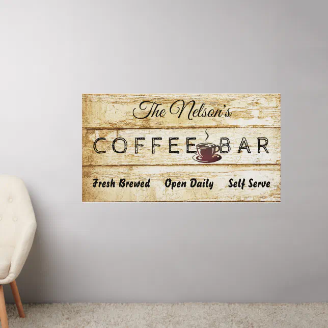 Personalized home coffee bar sign wall decal | Zazzle