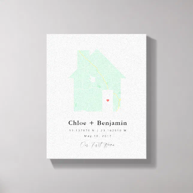 Personalized Home Map Our First Home Gift Canvas Print | Zazzle