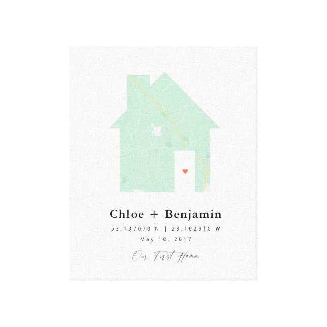 Personalized Home Map Our First Home Gift Canvas Print | Zazzle