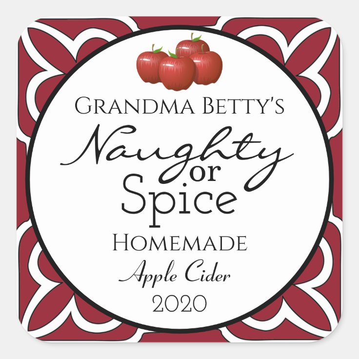 Personalized Homemade Apple Cider Square Sticker | Zazzle