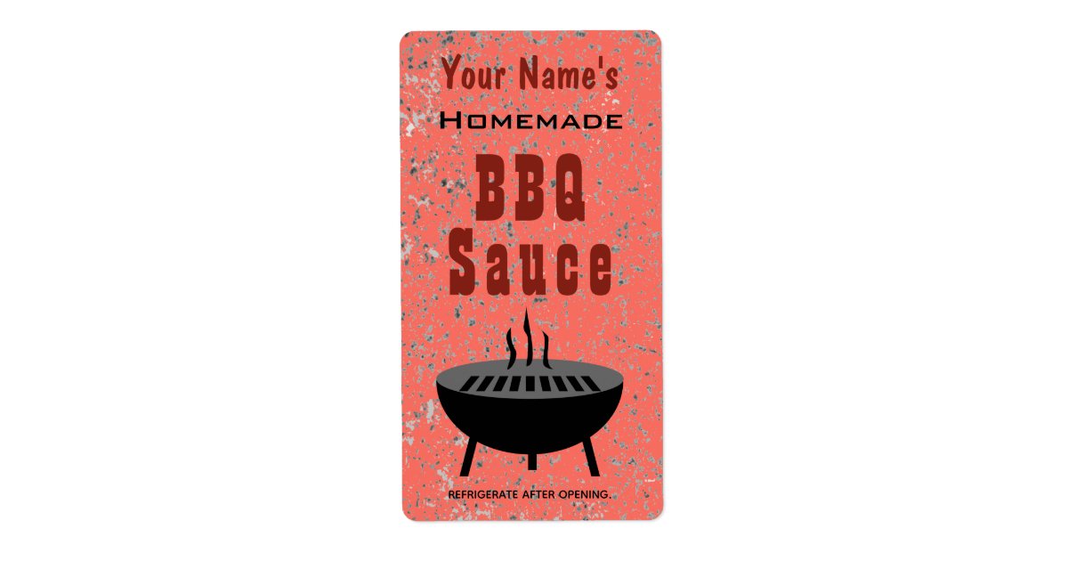 Personalized Homemade BBQ Sauce Barbeque Custom Label | Zazzle