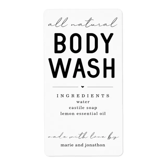 Personalized Homemade Body Wash Label | Zazzle