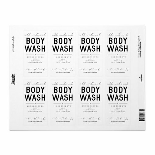 Personalized Homemade Body Wash Label | Zazzle