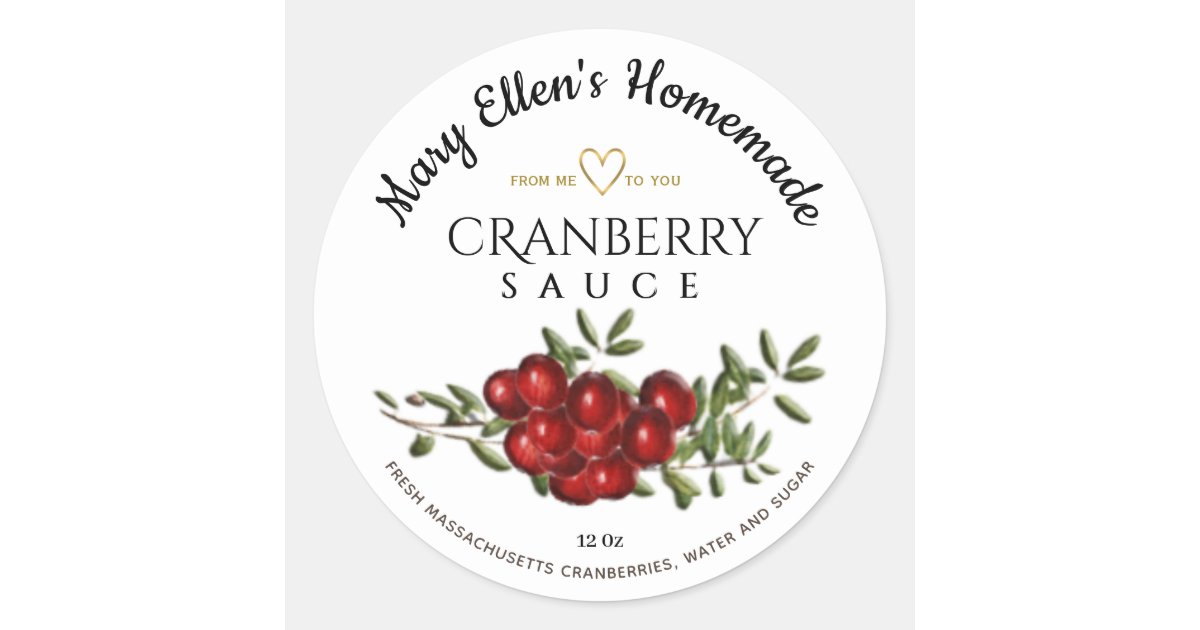 Personalized Homemade Cranberry Sauce Label | Zazzle