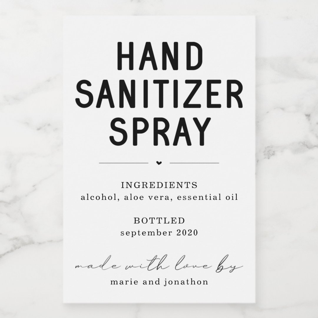 Personalized Homemade Hand Sanitizer Spray Label | Zazzle