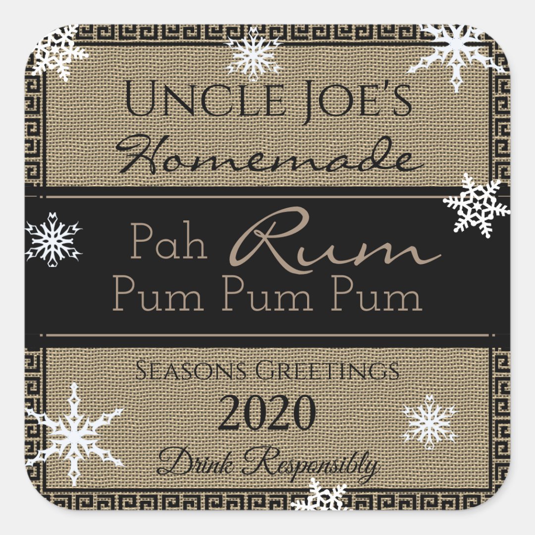 Personalized Homemade Holiday Rum Square Sticker | Zazzle