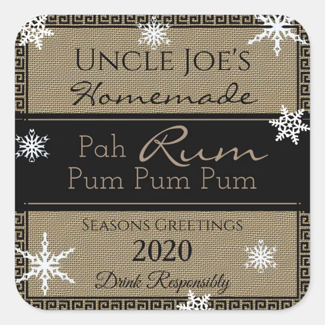 Personalized Homemade Holiday Rum Square Sticker | Zazzle