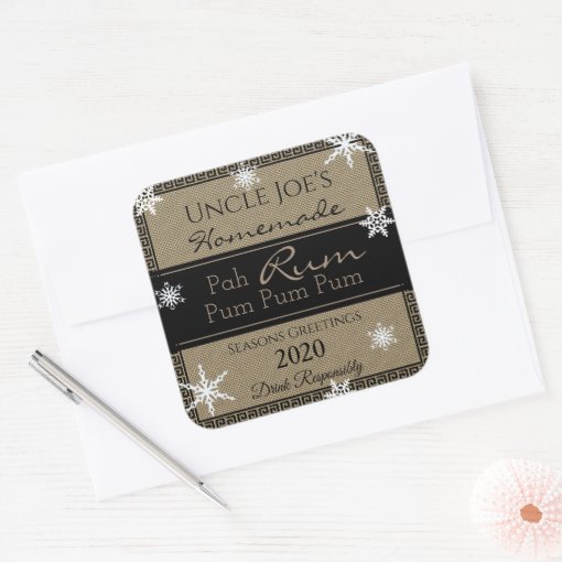 Personalized Homemade Holiday Rum Square Sticker | Zazzle