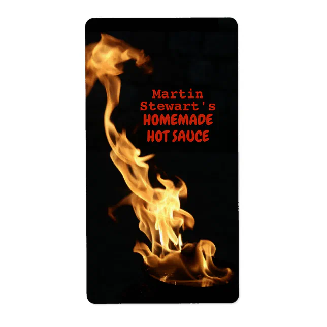 Personalized Homemade Hot Sauce Labels Fire | Zazzle