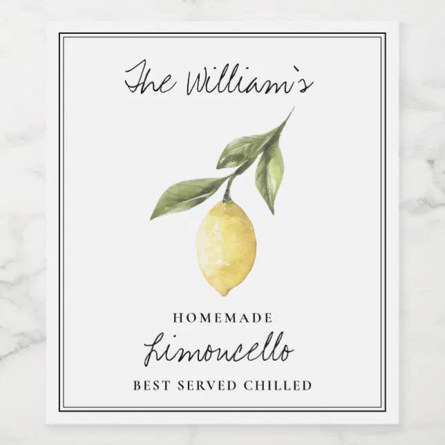 Personalized Homemade Limoncello Food Drink Labels | Zazzle