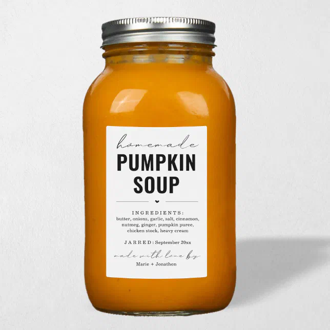 Personalized Homemade Pumpkin Soup Label | Zazzle