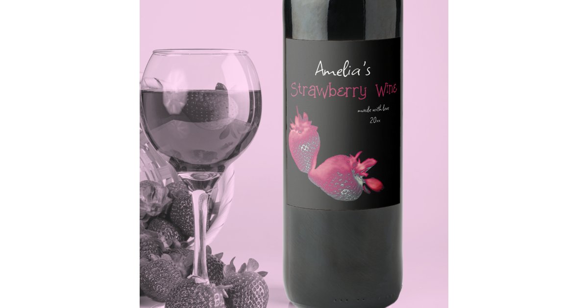 Personalized Homemade Strawberry Wine Wine Label | Zazzle