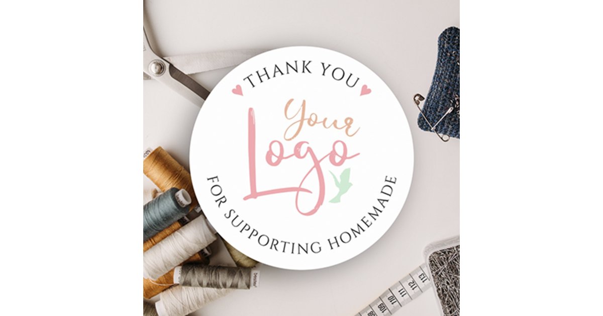 Personalized Homemade Thank you Classic Round Sticker | Zazzle