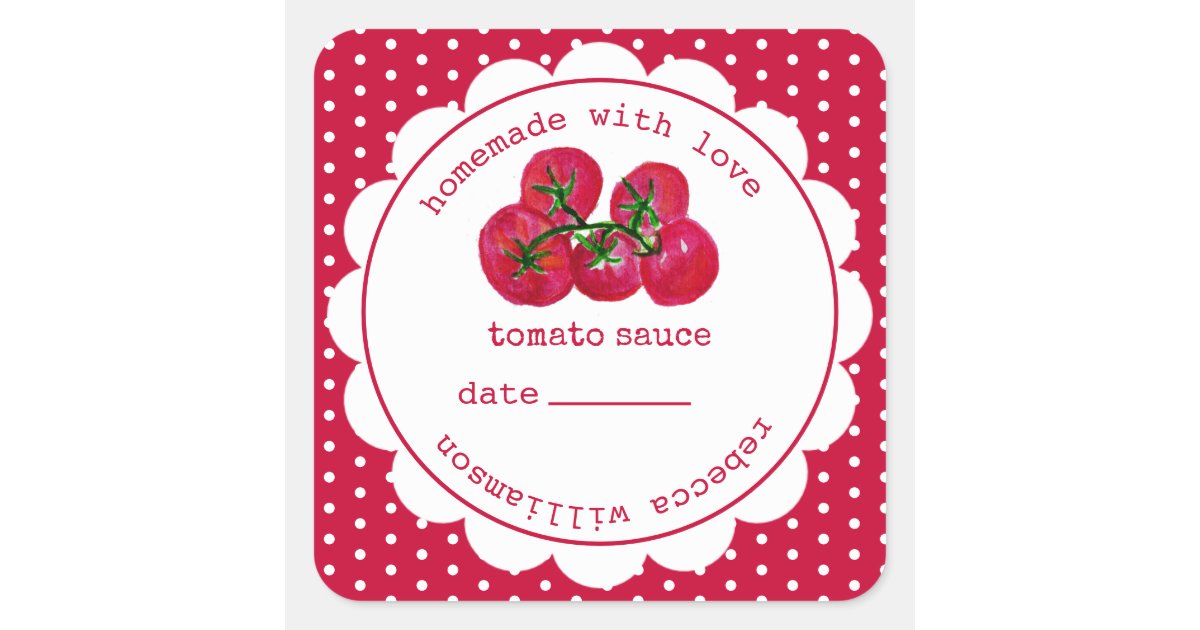 Personalized Homemade tomato sauce jar Square Sti Square Sticker | Zazzle