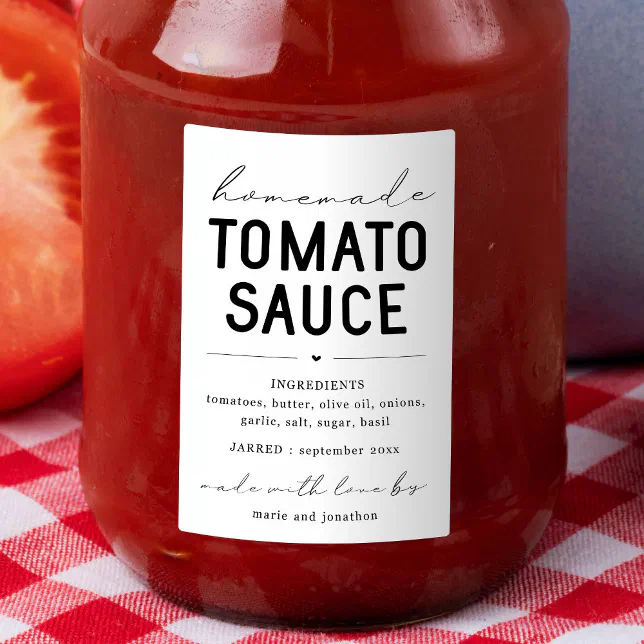 Personalized Homemade Tomato Sauce Label | Zazzle